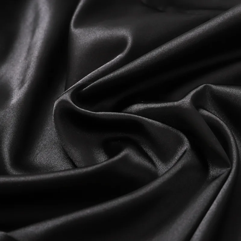 50D*75D 100% Polyester Shiny Black Duchess Satin Fabric for Dresses ...