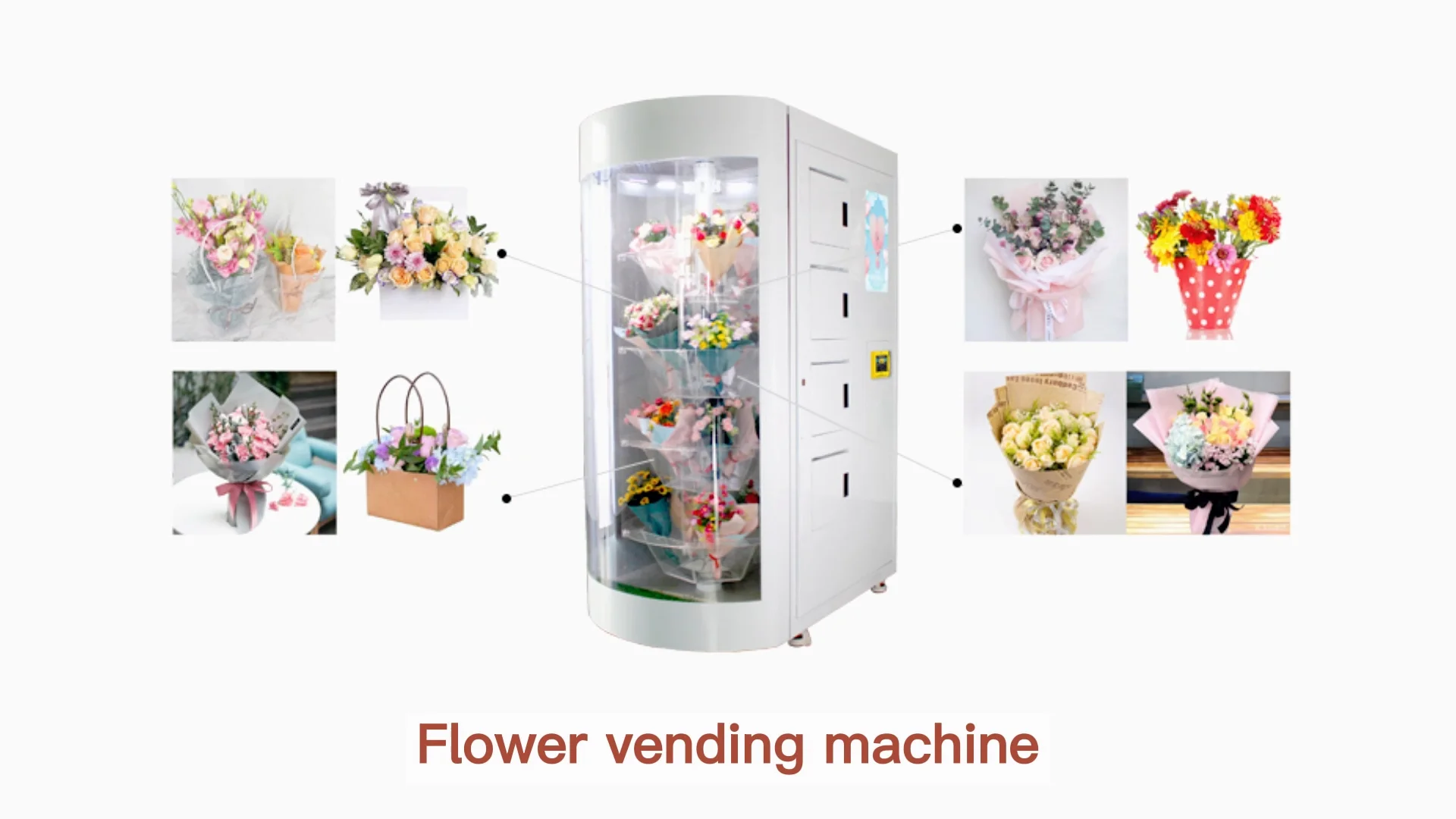 Fresh Flower Floss Vending Machine Selling Big Size Bunch Of Flowers ...