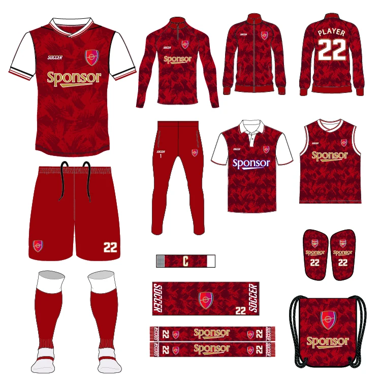 High Quality Football Kits Full Set Sportswear Kit Custom Red Club ...