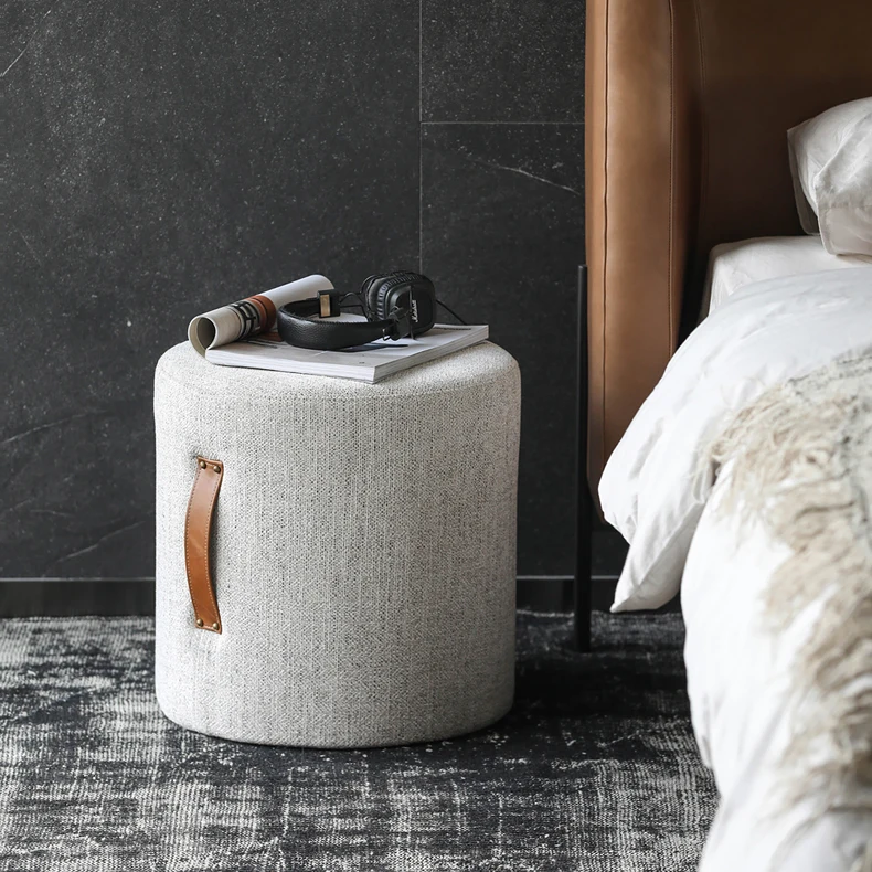 Custom Round Storage Stool - Modern Boucle Ottoman