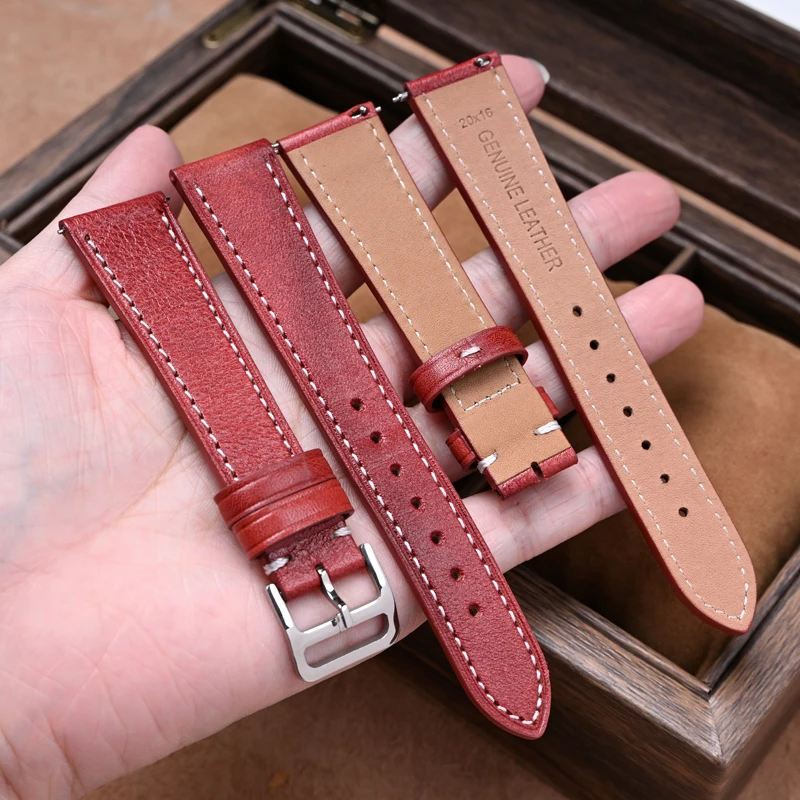 Premium Handmade Genuine Vintage Full Grain Leather Watch Strap With ...