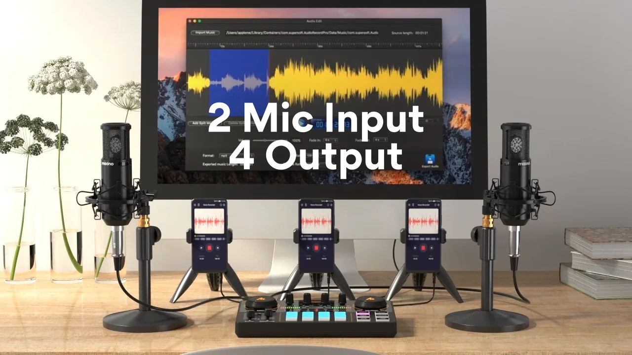 Maonocaster Professional Sound Card With 25mm Condenser Studio ...