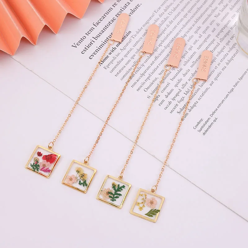 Small Fresh Crystal Square Embossed Bookmark - Creative Metal