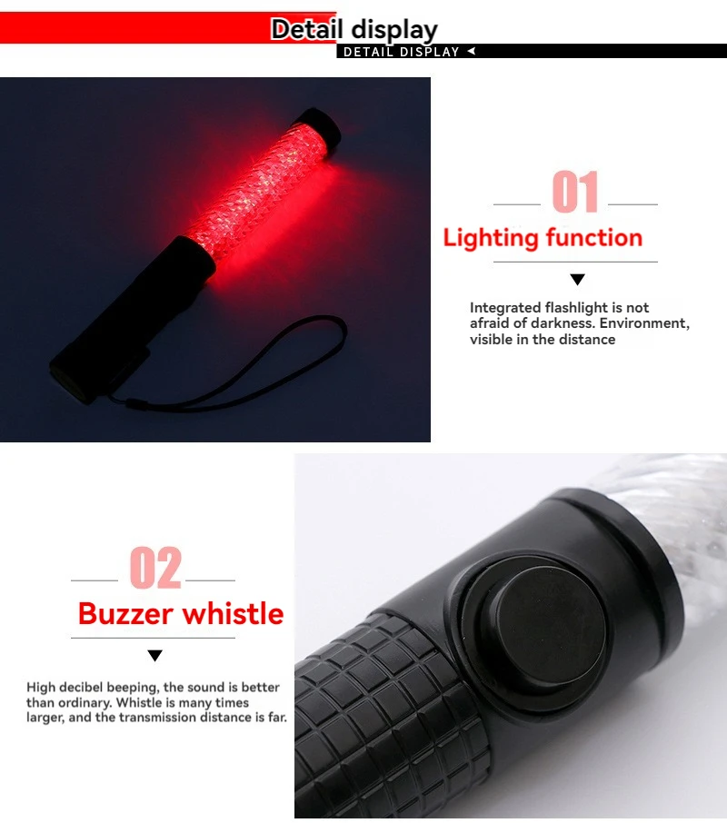 Handheld LED Safety Warning Light Wand Traffic Baton for Public ...