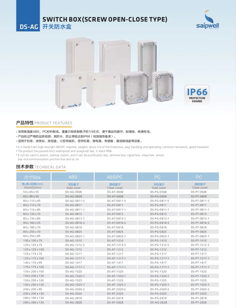 Ip66 Waterproof Enclosure Box Ds-ag-1212-s(125*125*75mm) Caja De Paso ...