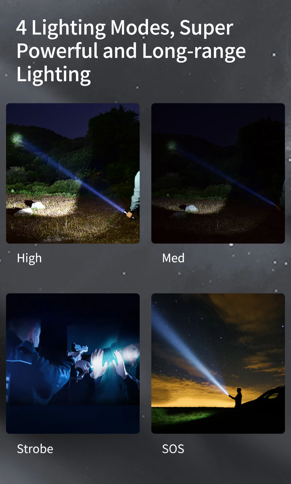 1km Long Range Hand Torch Light - Powerful & Rechargeable