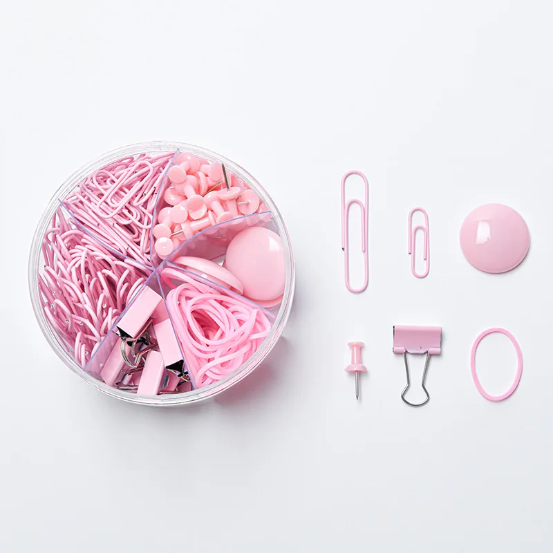 Macaron 6-cell Office Combination Bucket Pushpin Long-tail Metal Clip ...