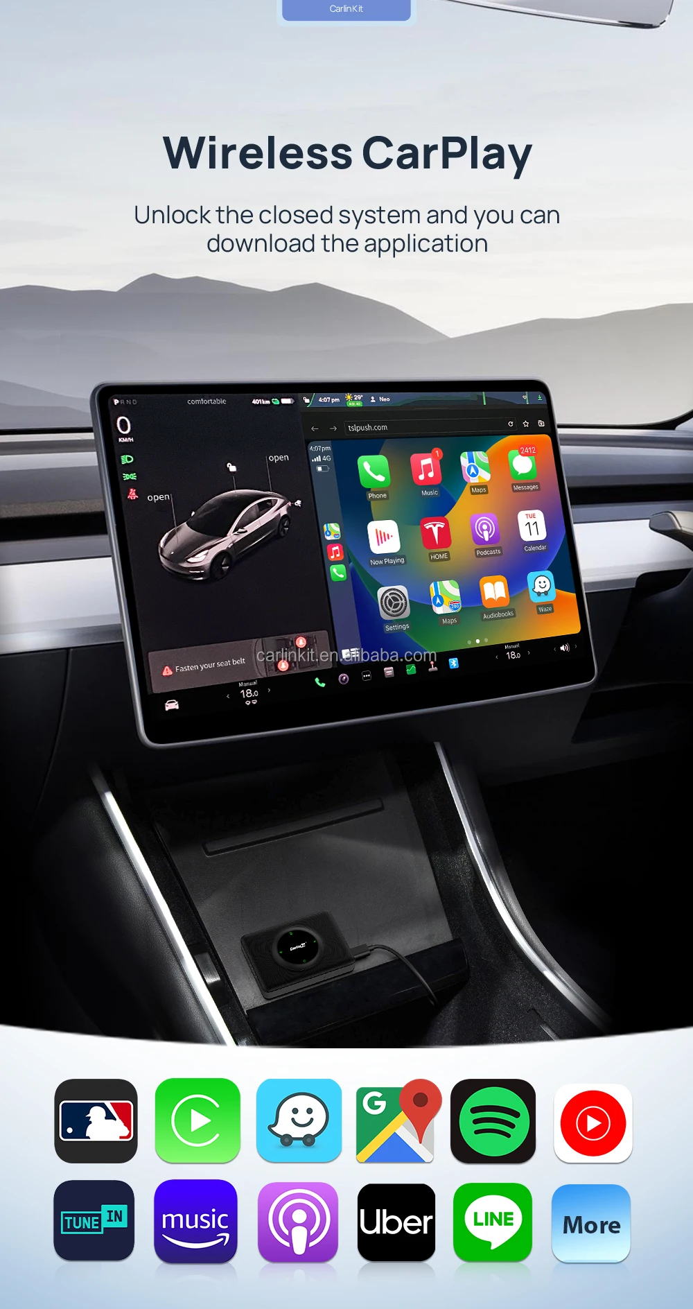 Carlinkit Wireless Carplay Dongle for Tesla Model 3 X Y S
