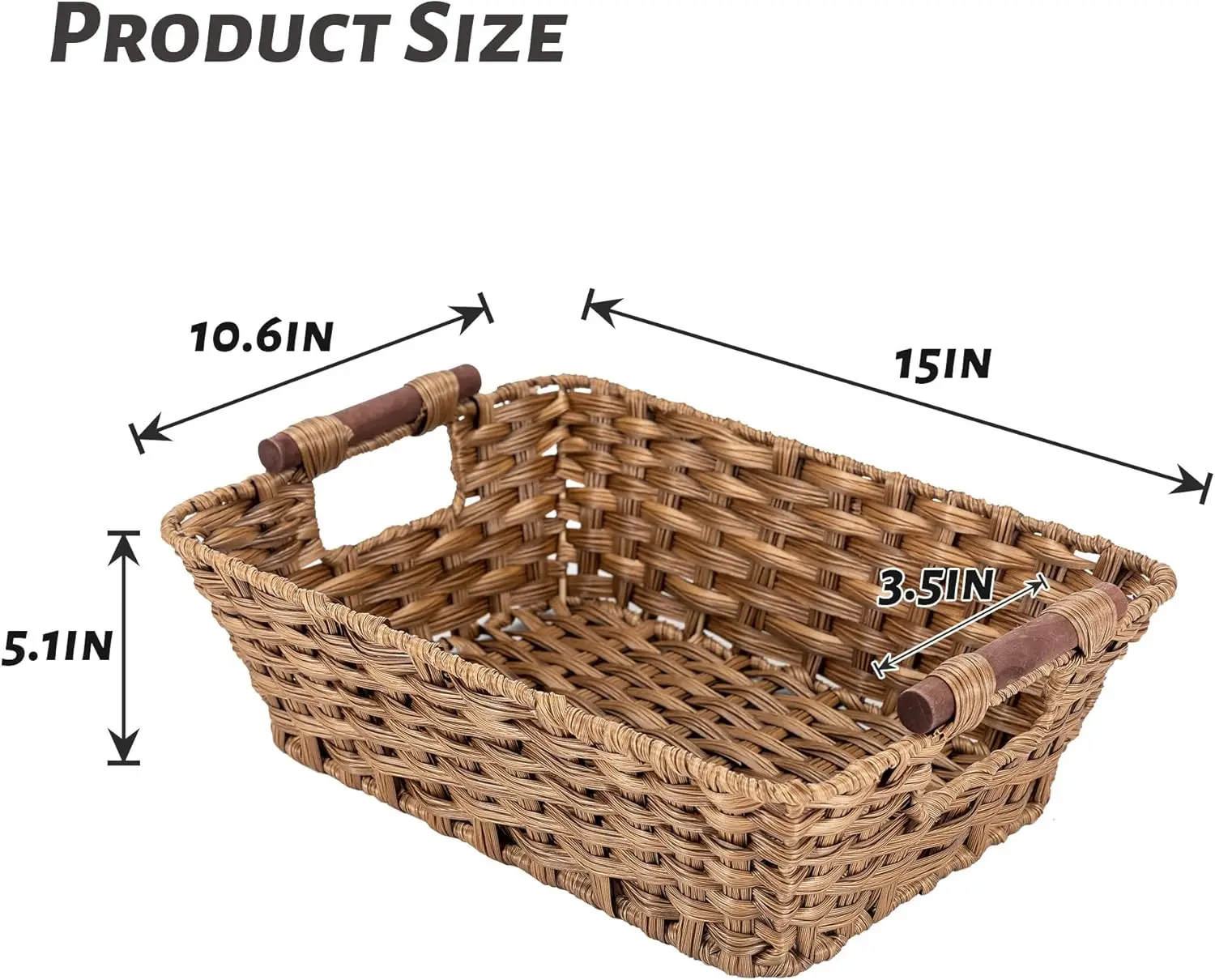 HT 2-Pack Waterproof Medium Size Wicker Woven Basket for Storage Basket ...