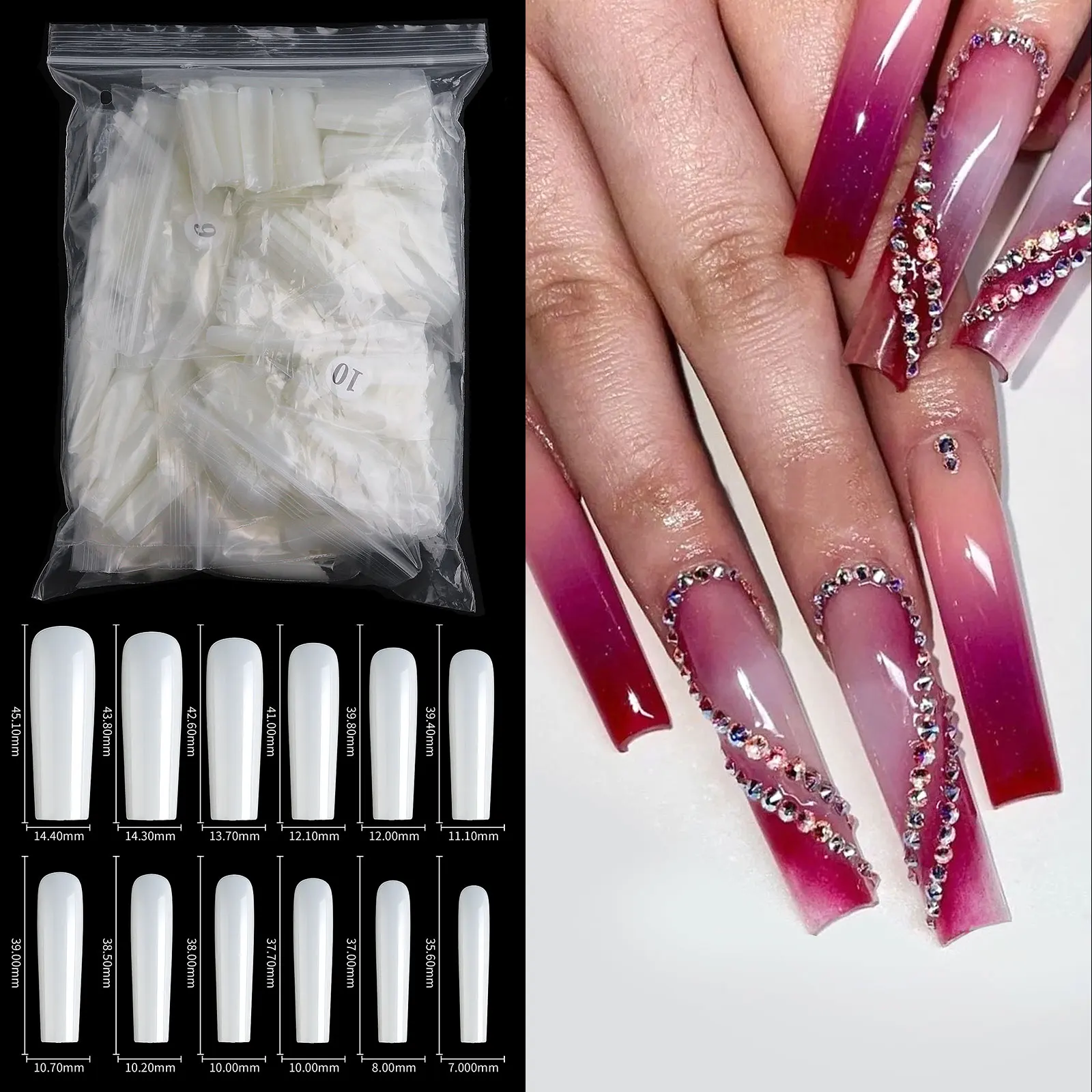 Misscheering 500pcs/bag Nail Tips Square Head Long Section 2022 ...