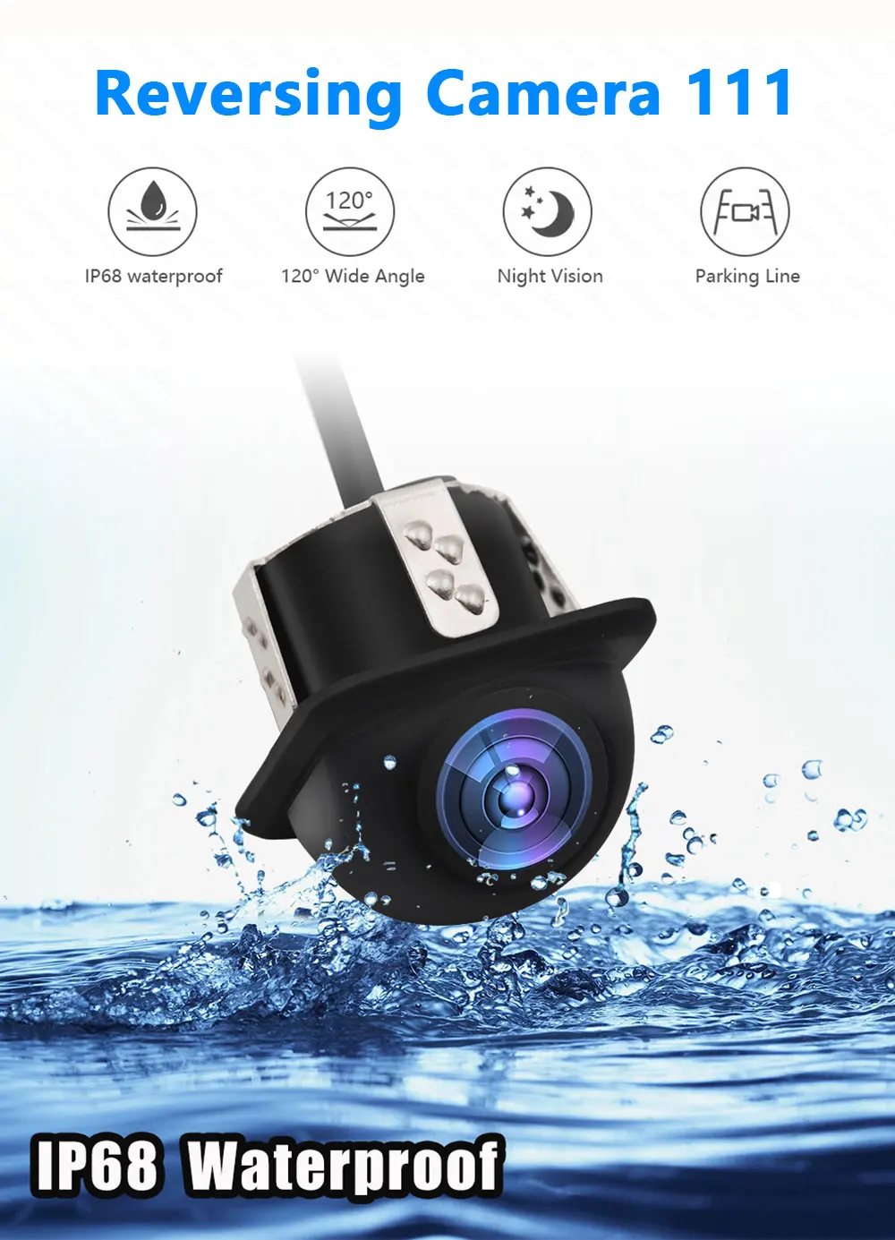 Car Rear View Camera Wide Angle Reverse Parking Waterproof LED Monitor ...