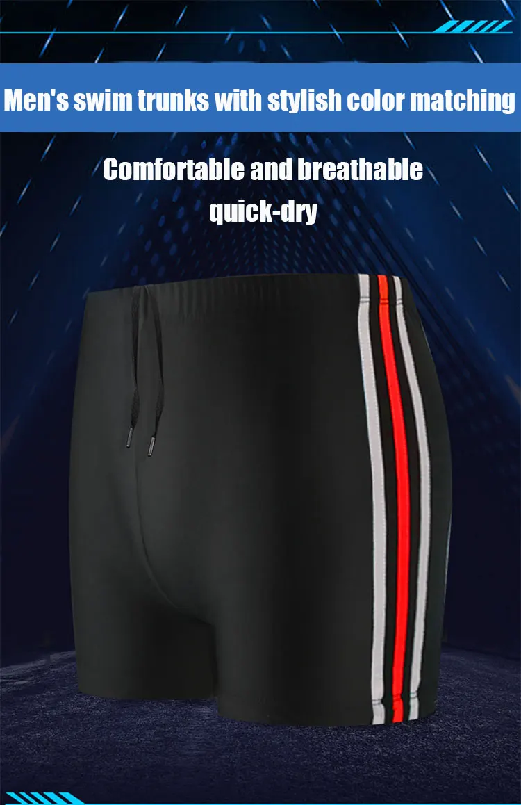 Striped Swim Trunks Professional Swimmers Boxer Shorts Men's Plus Size ...