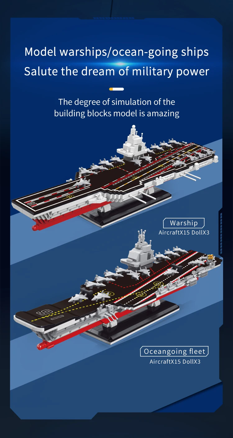 Military Educational Building Block Set-Warship Ocean Fleet Aircraft ...
