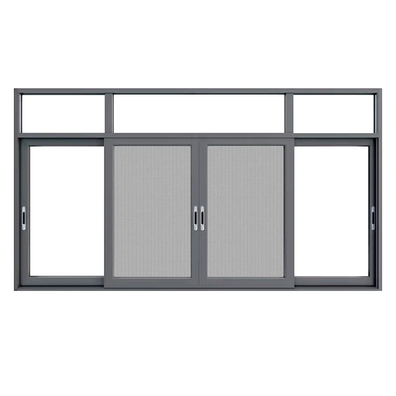 Low Price Customized Aluminum Brown Color 3 Tracks Sliding Window With ...