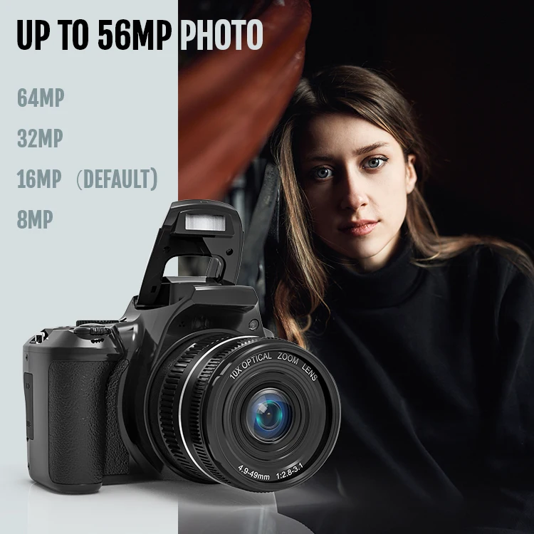 DSLR Digital Camera 64MP 4K 3 Inch IPS Screen 10X Optical