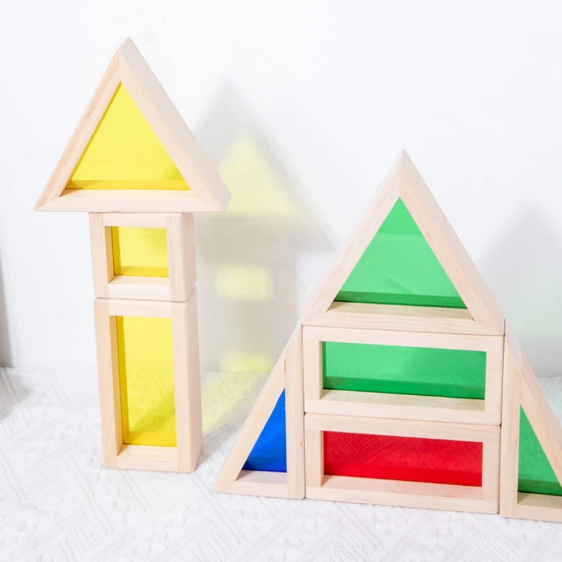 Large Rainbow Sensory Blocks 20 Pcs Wooden Toys For Toddlers Play On ...