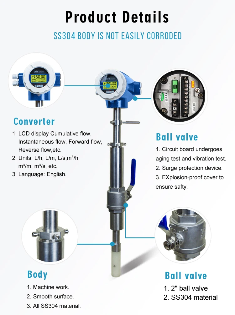 Magnetic Insertion Flow Meter Electromagnetic Plug In Flowmeter Water - Buy Insertion Flow Meter ...