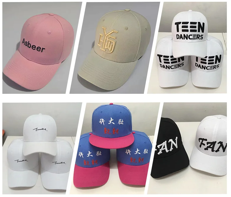 New Design 6 Panels Quality Caps Hats Embroidery Your Own Logo Black ...