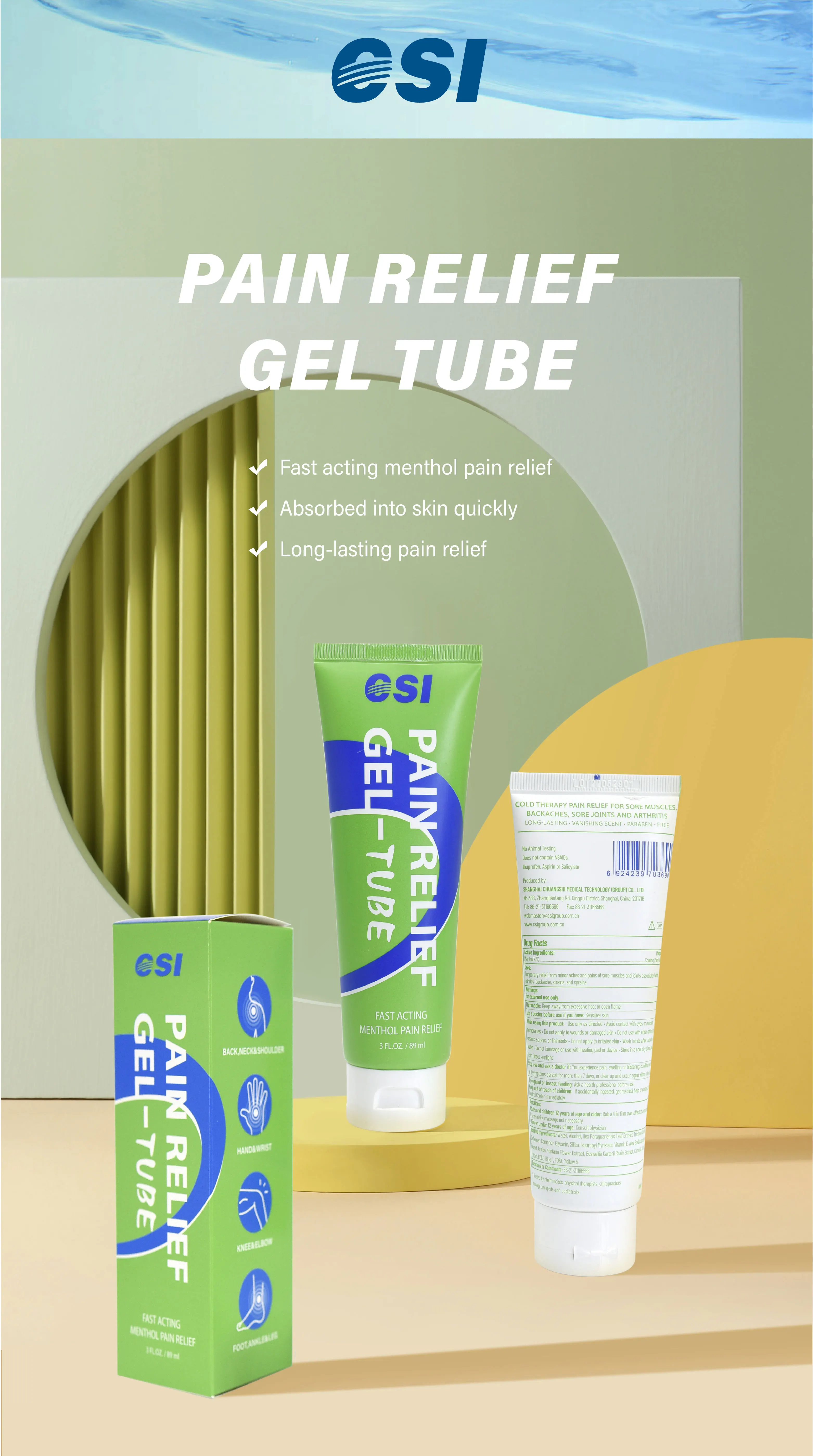 Csi Oem Cooling Topical Analgesic Pain Relief Gel Cream For Sore Muscle ...