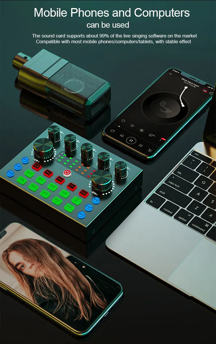 V8S Sound Card & Professional Gaming Microphone - YCCTEAM