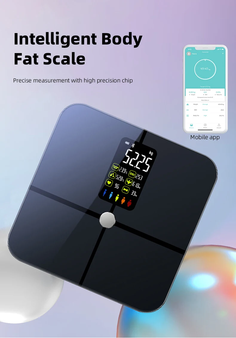 Balanza Digital Weight Machine Va Screen Smart Body Fat Weighing Scales ...