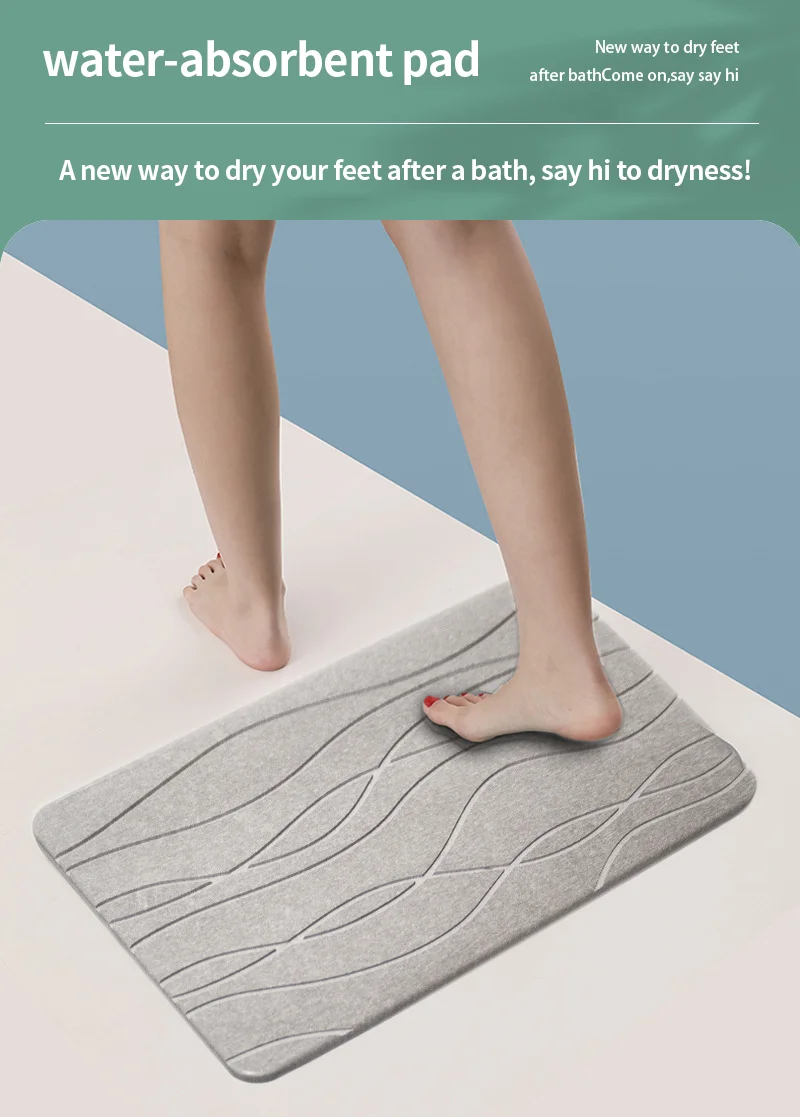New Design Super Water Absorbent Diatom Earth Bath Mat Anti Slip ...
