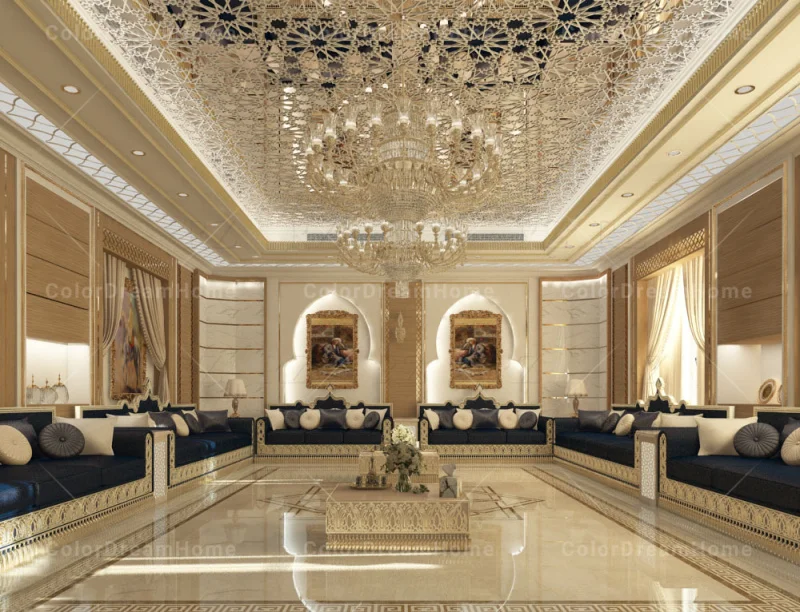 Saudi Arabic Majlis Classic Style Luxury Solid Wood Sofa