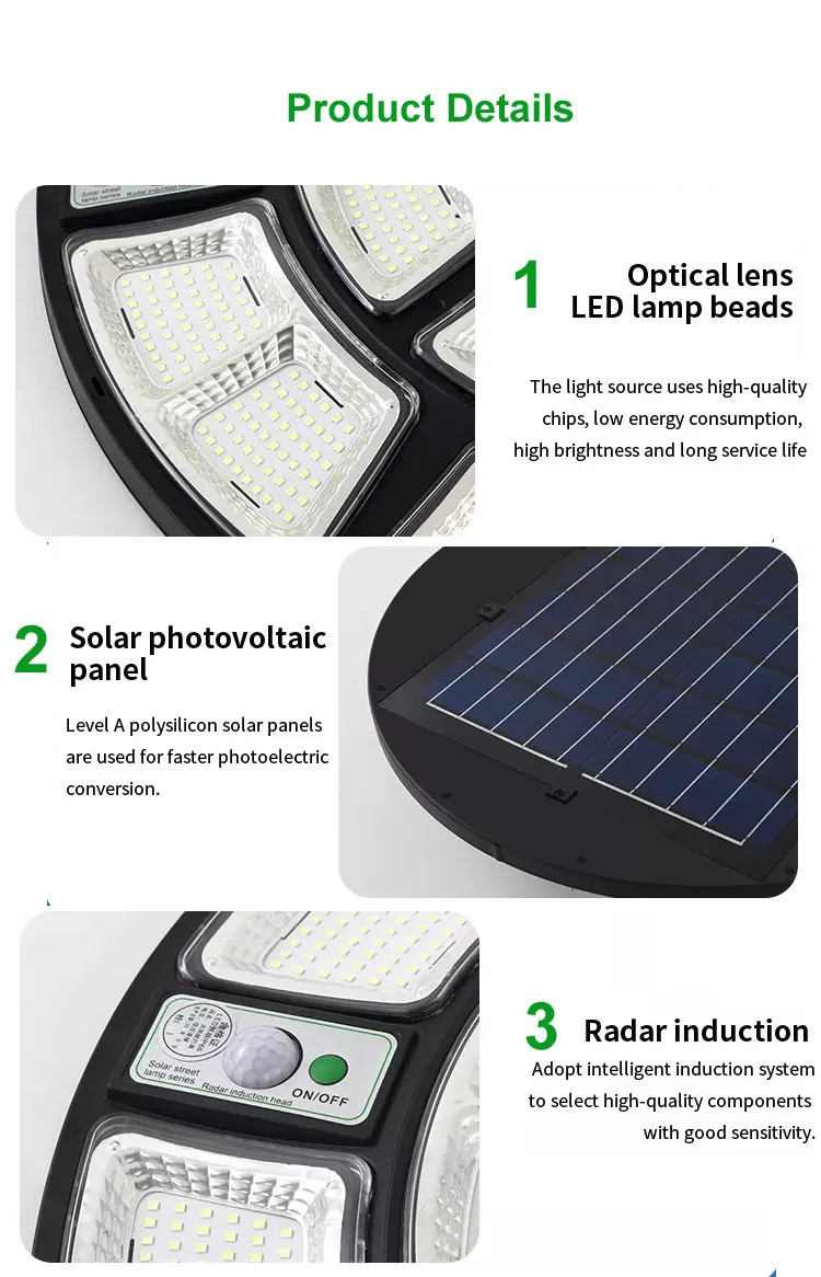 Solar Power 1000W Energy Smart Induction Yard Street Lamp