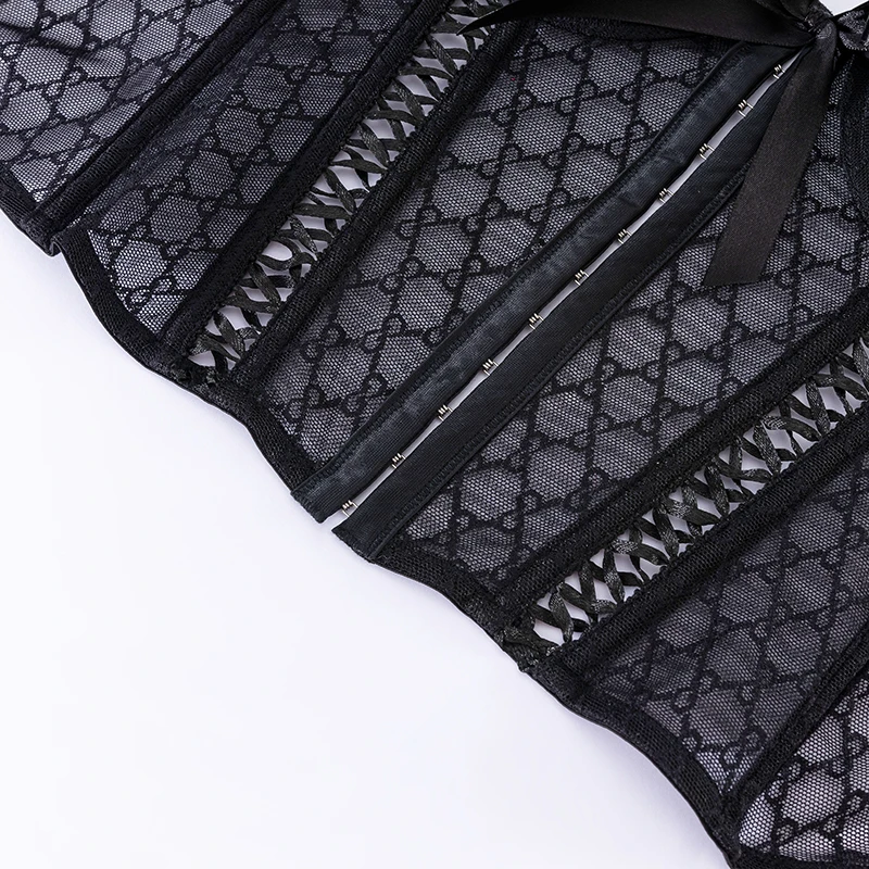 Custom Prompt Delivery Geometric Lace Bustier For Women Push Up Bustier ...