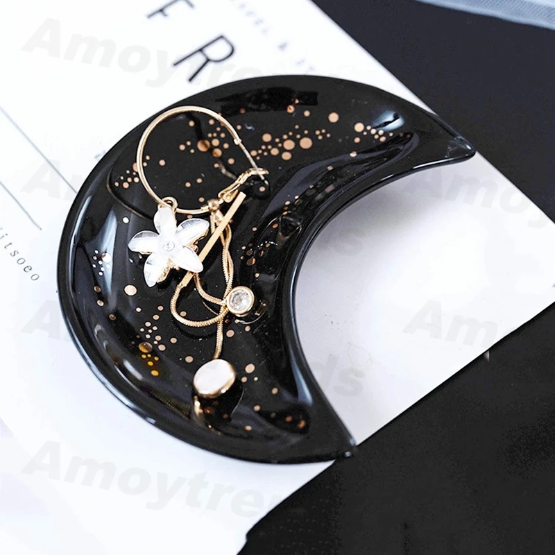 Celestial Ceramic Trinket Dishes - Moon Shaped Jewelry Holders