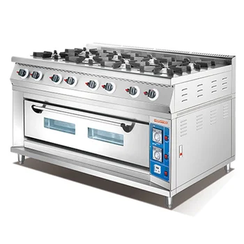 8 Burner Gas Cooking Range With Gas Oven Strainless Steel Commercial ...