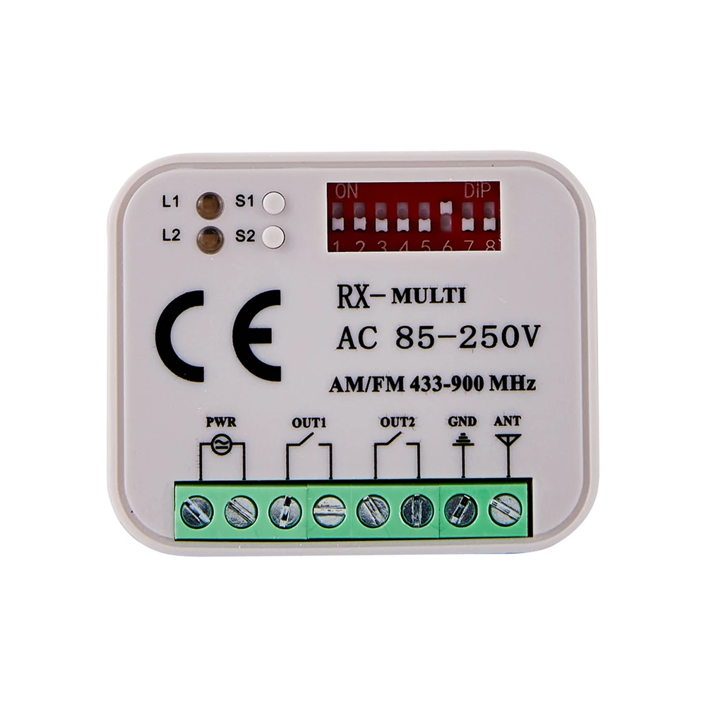 Universal Garage Door Receiver 2ch Controller Remote Control Switch Ac 85-250v Gate Door Opener ...