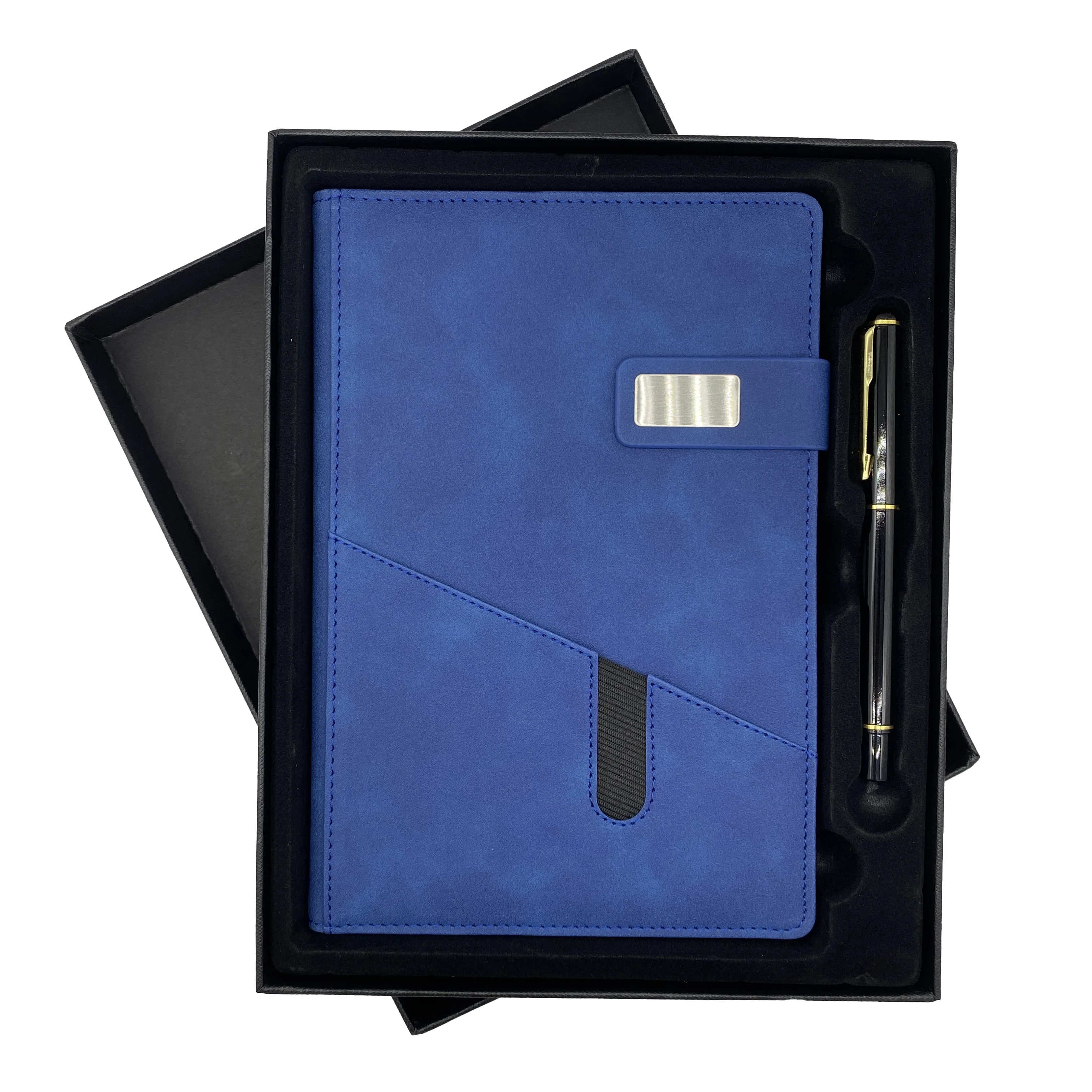 A5 Custom Business Leather Hard Cover Notebook Set With Gift Box And ...