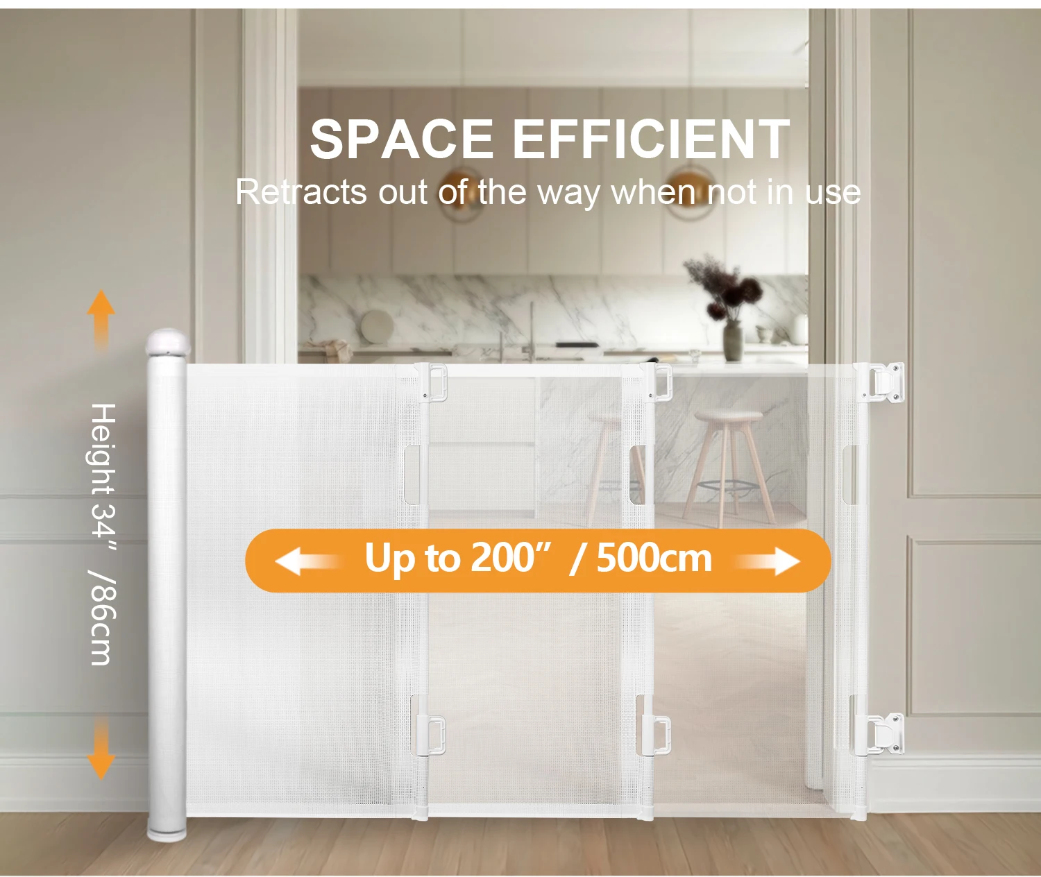 Retractable Mesh Gate Extra Wide Child Safety Retractable Baby Mesh ...