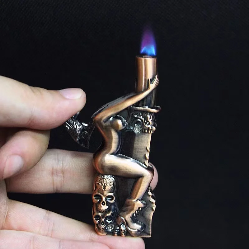 Creative 2023 Sexy Lighter Gas Bronze Metal Windproof Lighter Men Gadgets T Buy Torch
