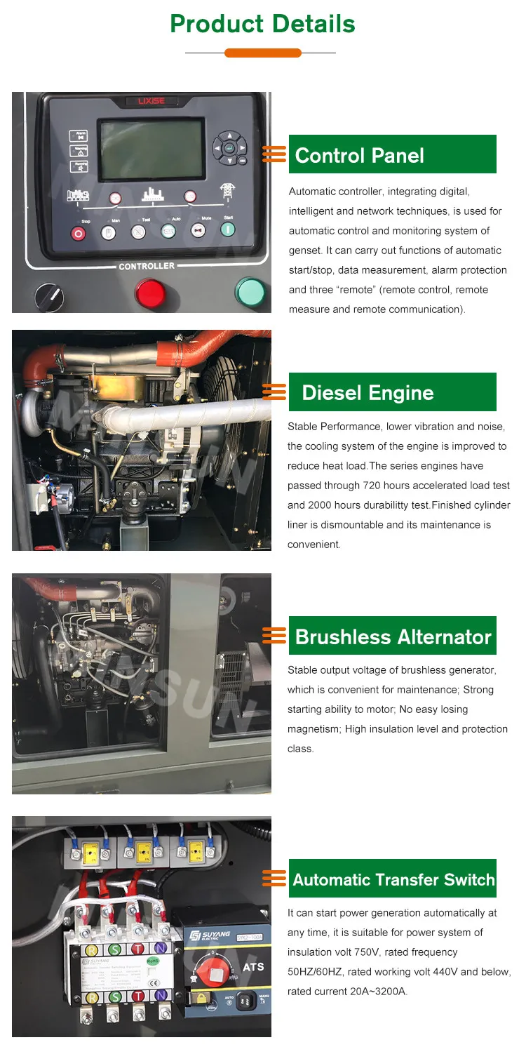 Low Power Electric Generator 50kva 60kva 100kva 120kva Super Silent ...