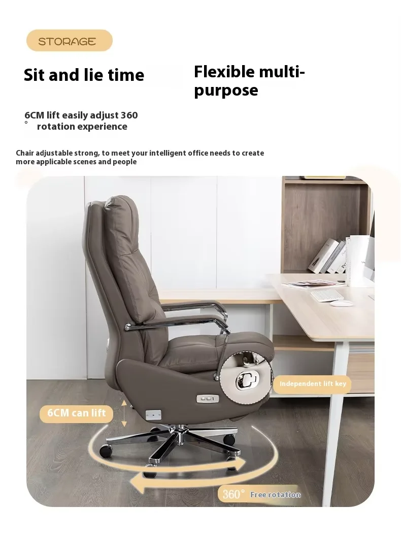 Luxurious Modern Home Office Chair Comfortable Leather Boss Chair with ...