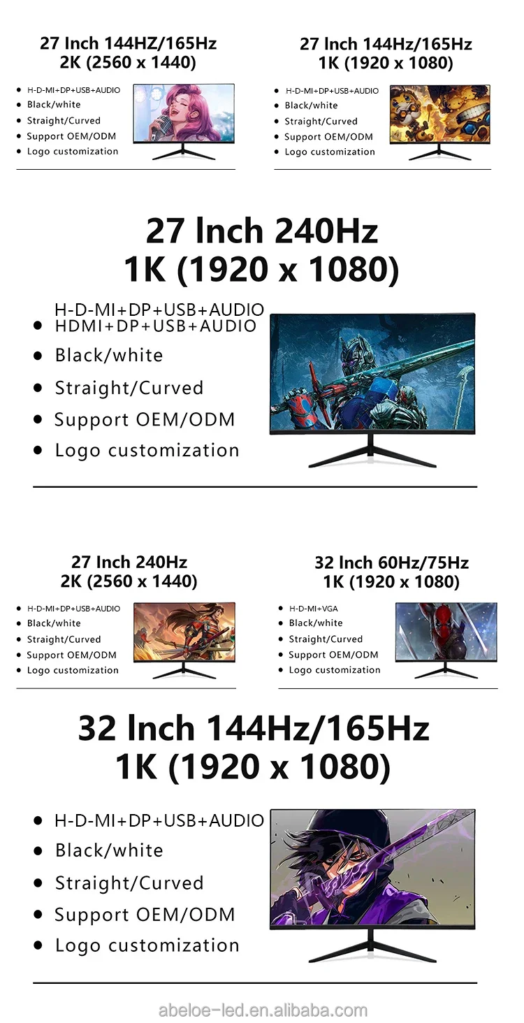 2K-5K Resolution Monitors - Curved Screen Gaming Monitors