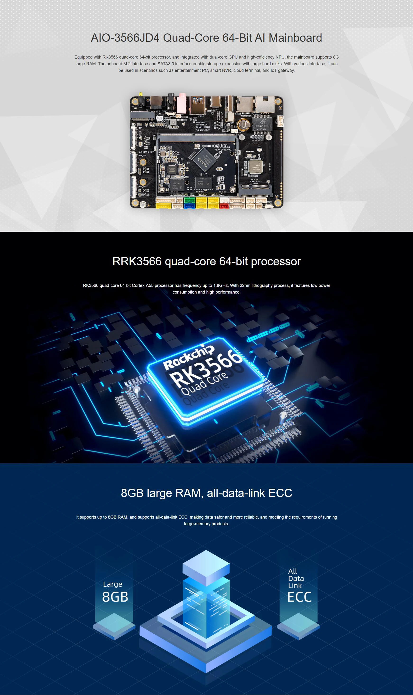 Aio-3566jd4 Rk3566 Quad-core 64-bit Processor 4gb Ram 64gb Emmc Dual ...