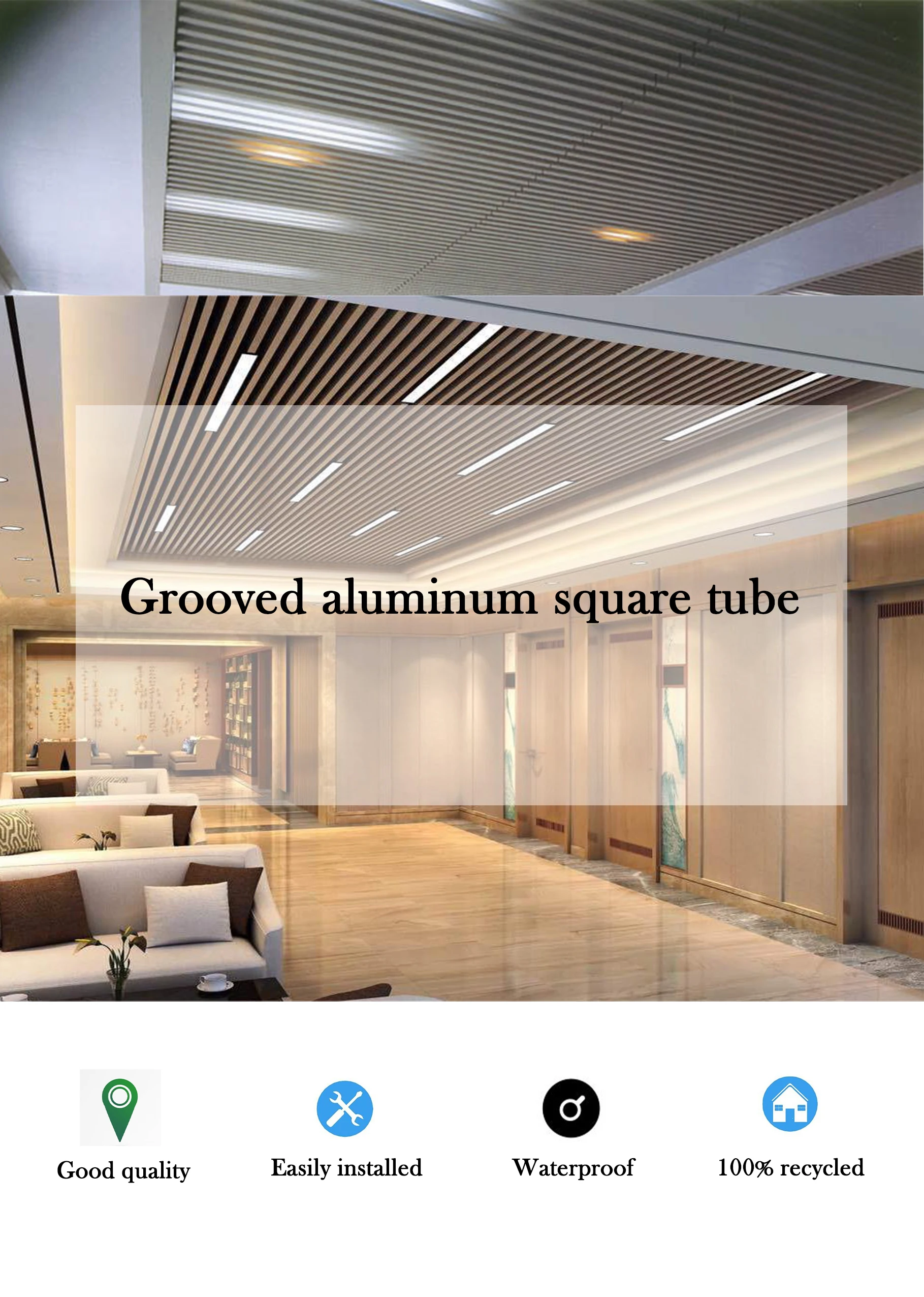 Strip Ceiling Tiles Metal Ceiling Suspended Aluminum Rectangle Office ...