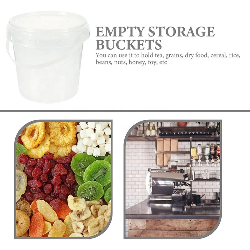 Custom Clear Plastic Ice Cream Bucket 1l Small Transparent Buckets With Lids Handles Reusable ...