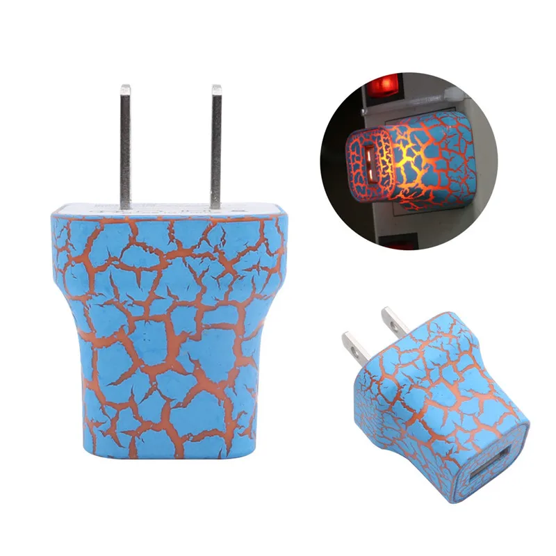 Led Usb Wall Charger Color Glowing Light Travel Home Charging Power ...