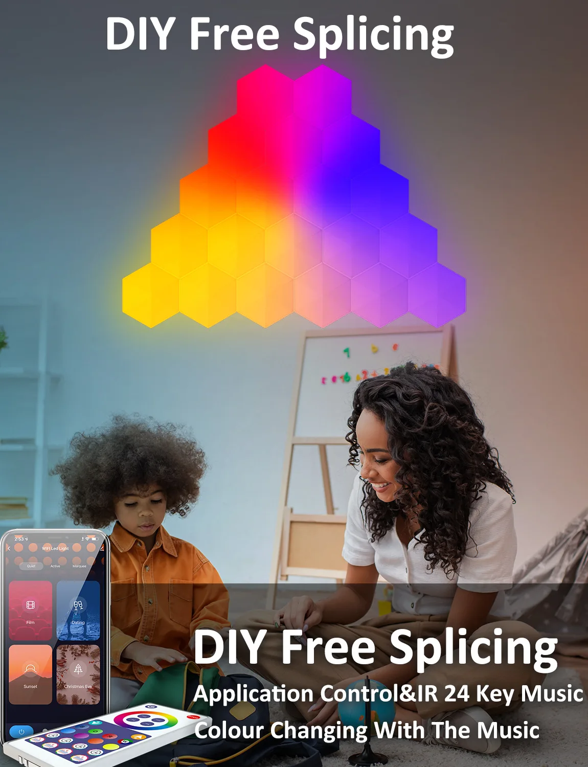 Honeycomb Decoration Intelligent Wall Light Wifi Control Smart Home ...