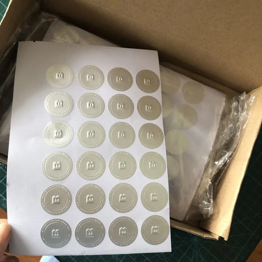 Can Add Your Logo Custom Gold Embossed Logo Stickers Metallic Gold ...