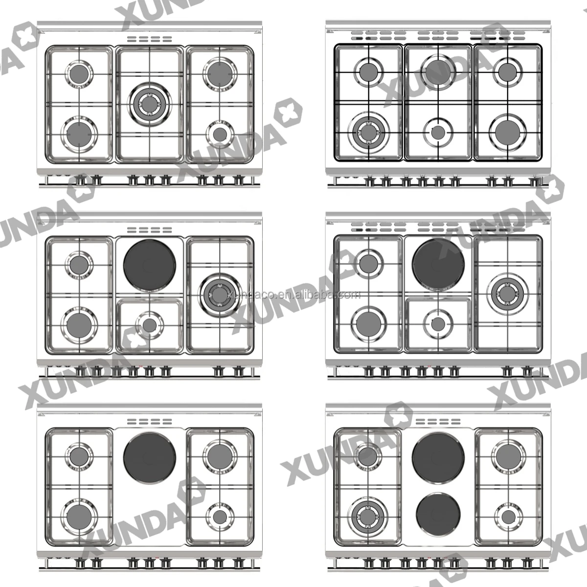 Xunda 6 Burner Gas Stove with Built-in Ovens - Efficient Cooking