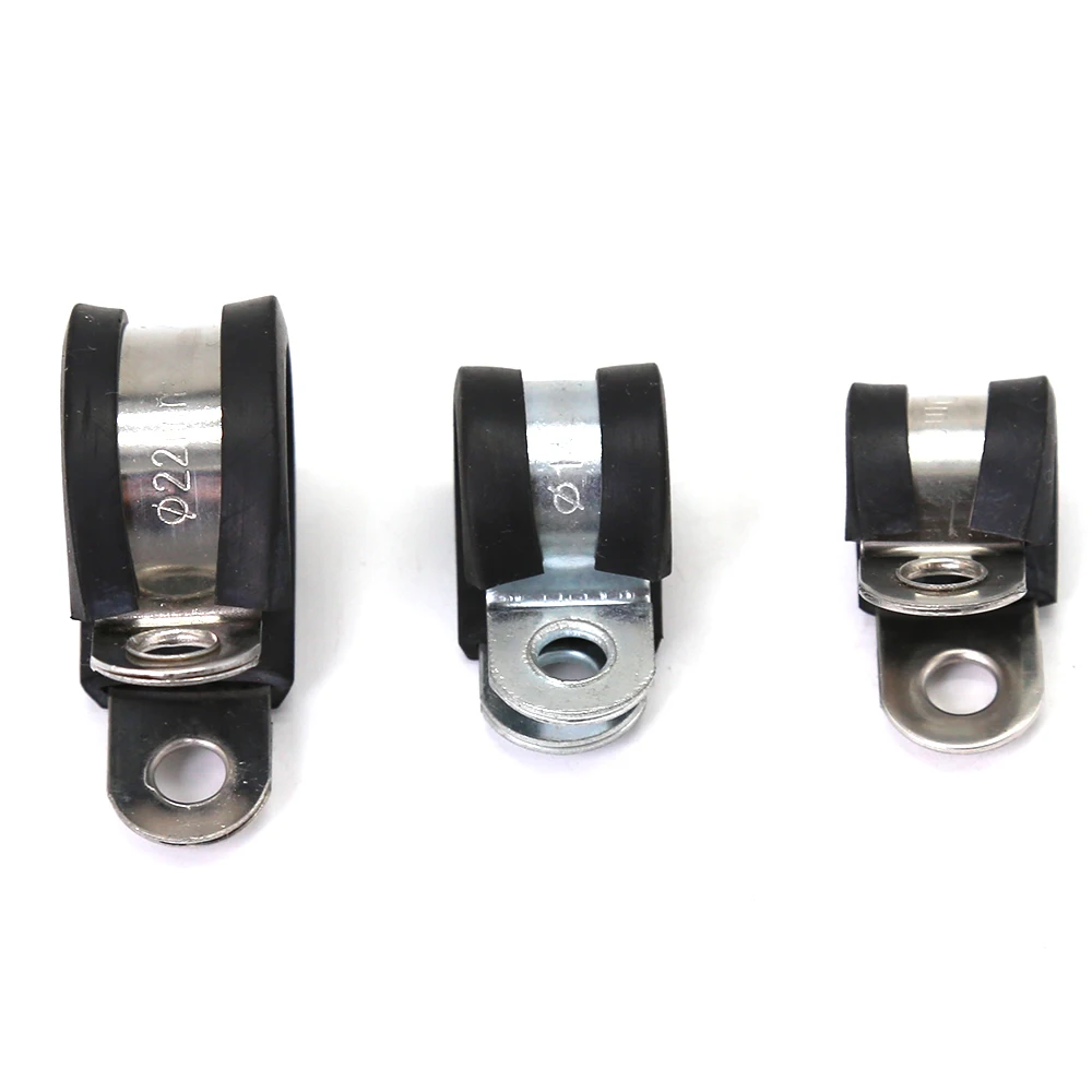 Rubber cushioned loop clamps for pipes with rubber coated cable clamps ...
