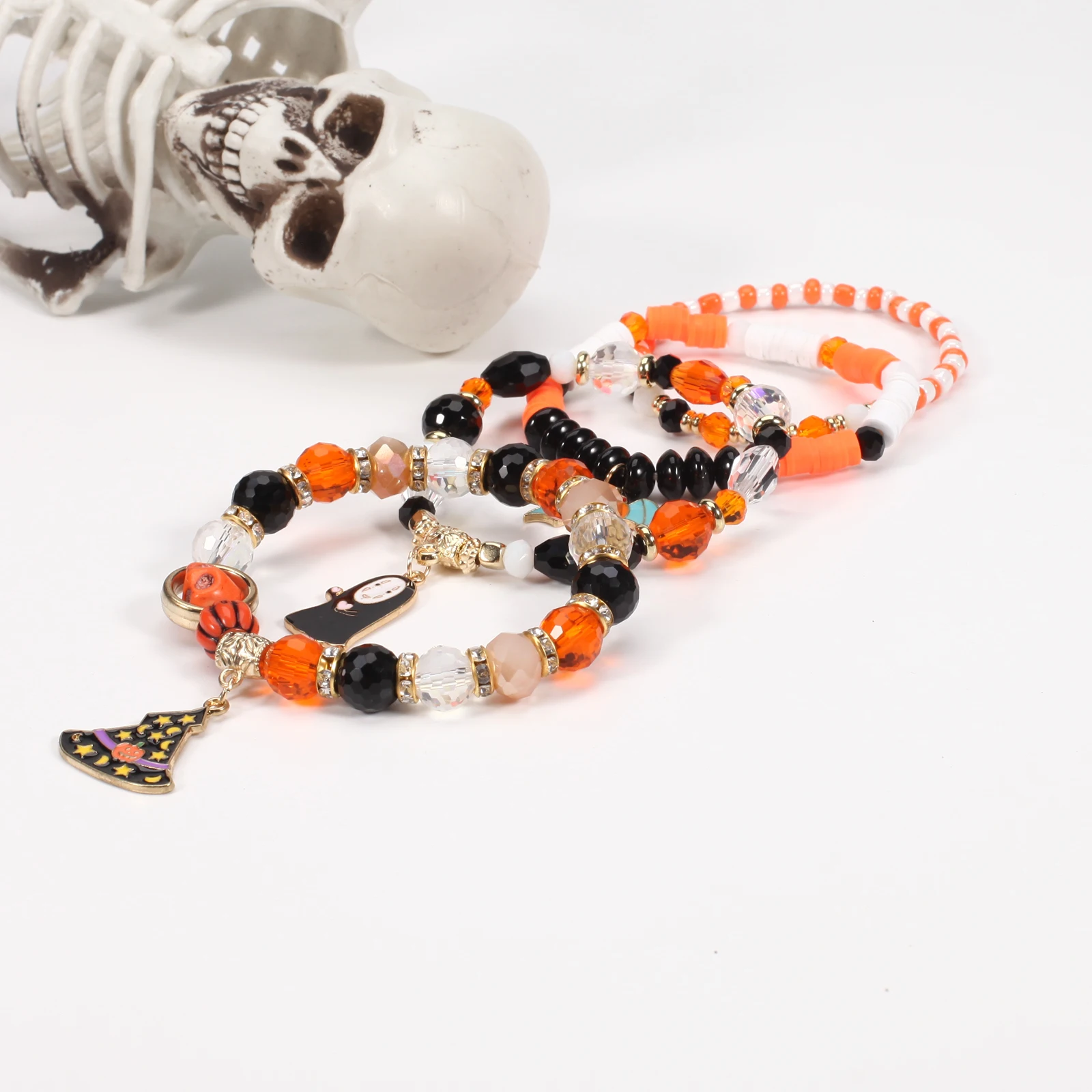 New Halloween Bracelets Retro Pumpkin Skull Ghost Bat Halloween Decor ...