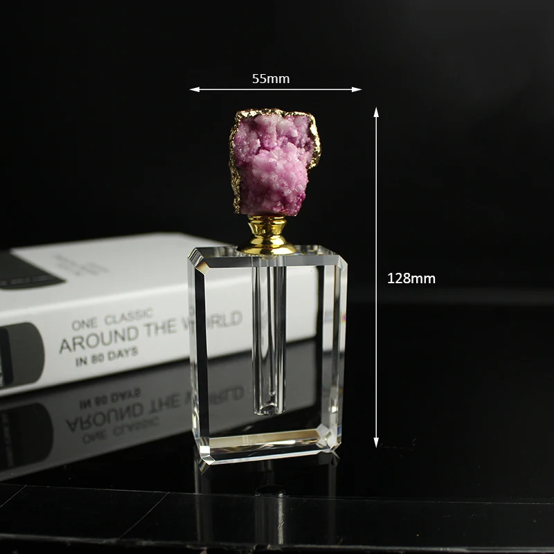 Beautiful Natural Stone Crystal Glass Oil Attar Perfume Bottle for ...