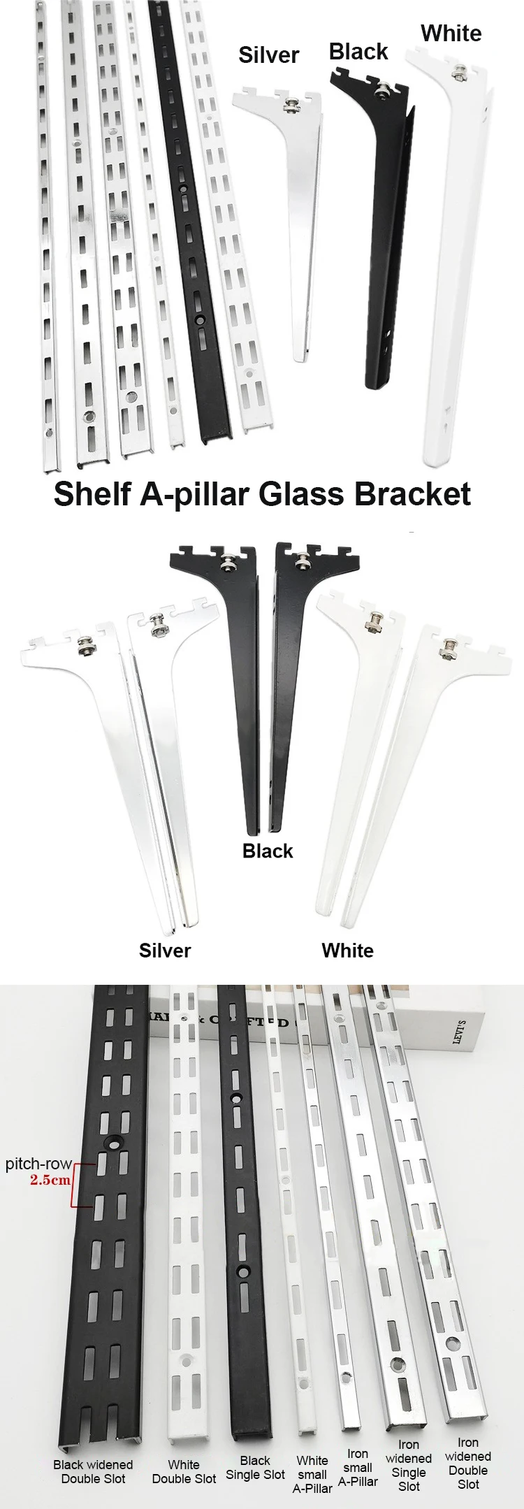 AA Pillar Channel Double Slotted Wall Upright Metal Shelf Bracket