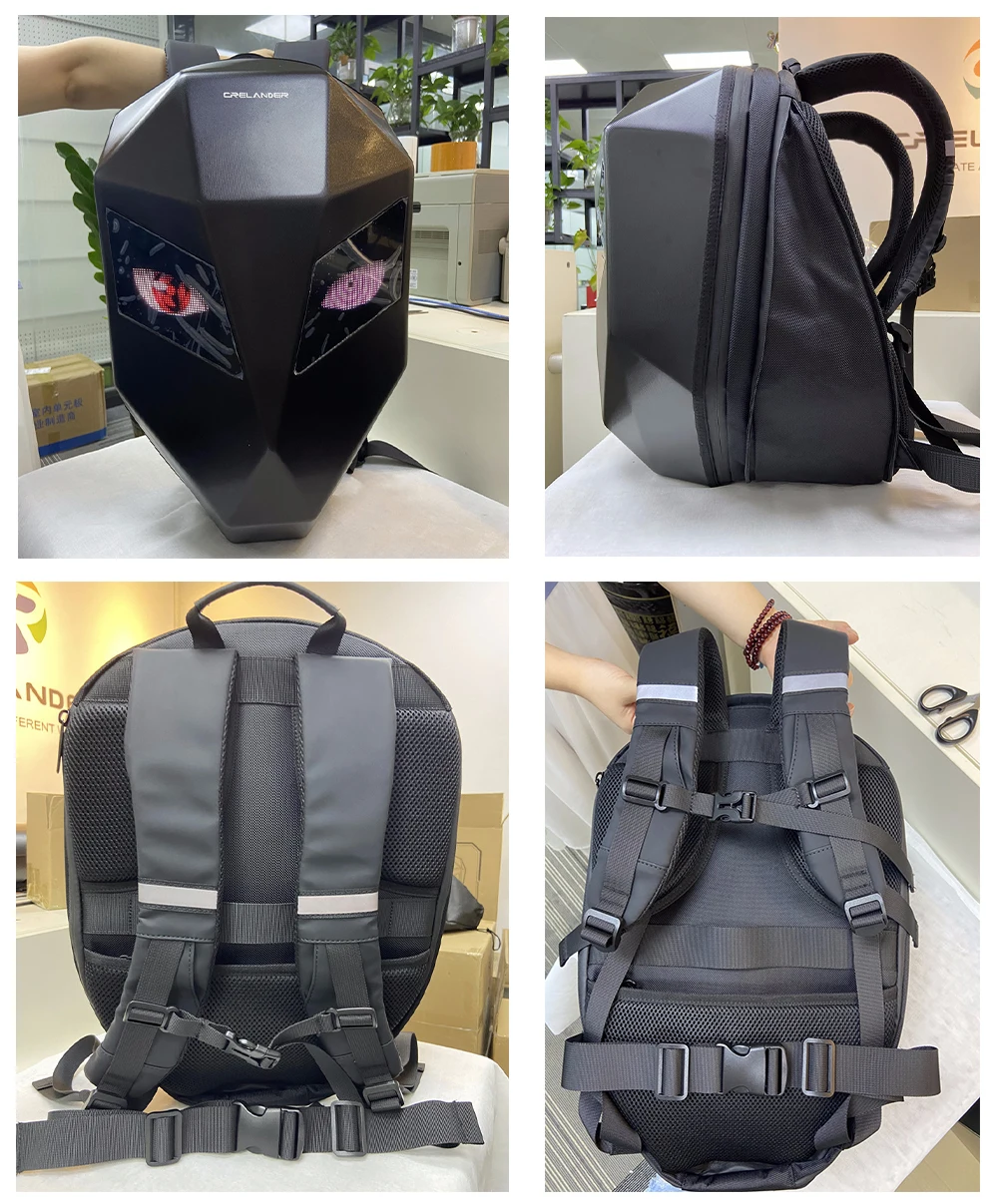 Motorcycle Backpack Eyes - LED Screen Display Backpack
